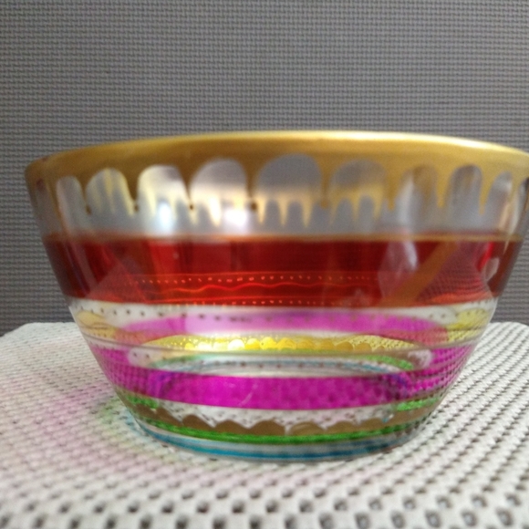Dining | Vintage Hand Painted Gold Rim Glass Bowl | Poshmark